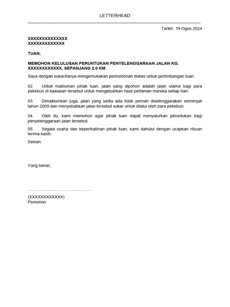 Surat Permohonan Buat Jalan | PDF