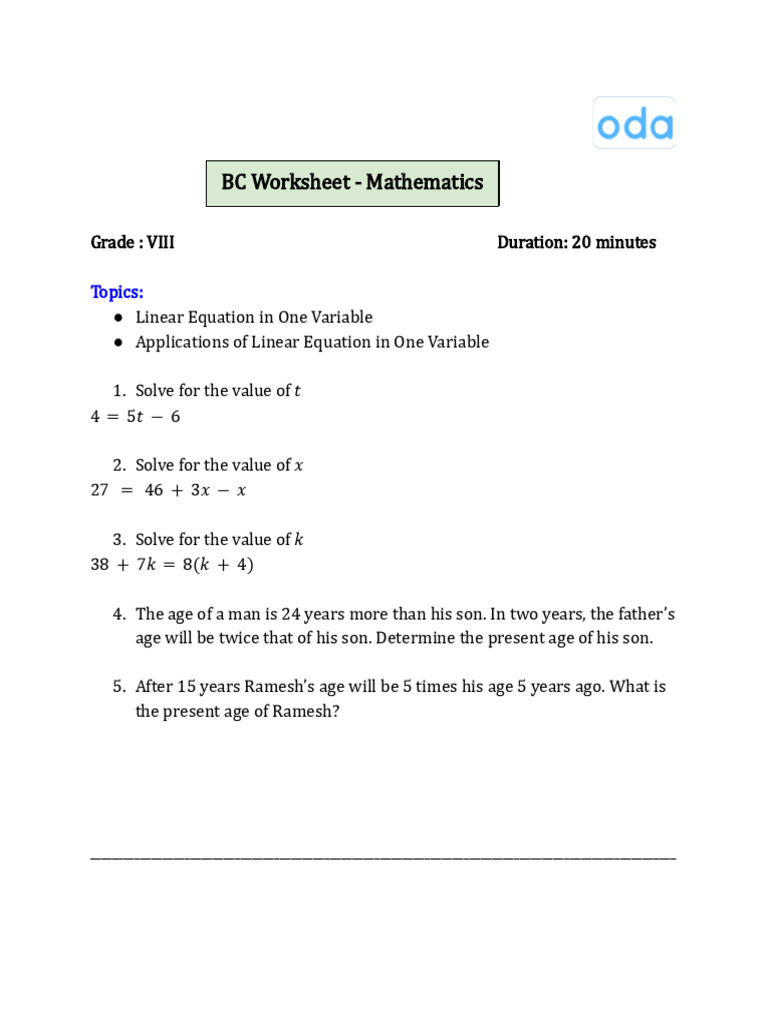 Grade 8 Math: Linear Equations | PDF | Language Arts & Discipline ...