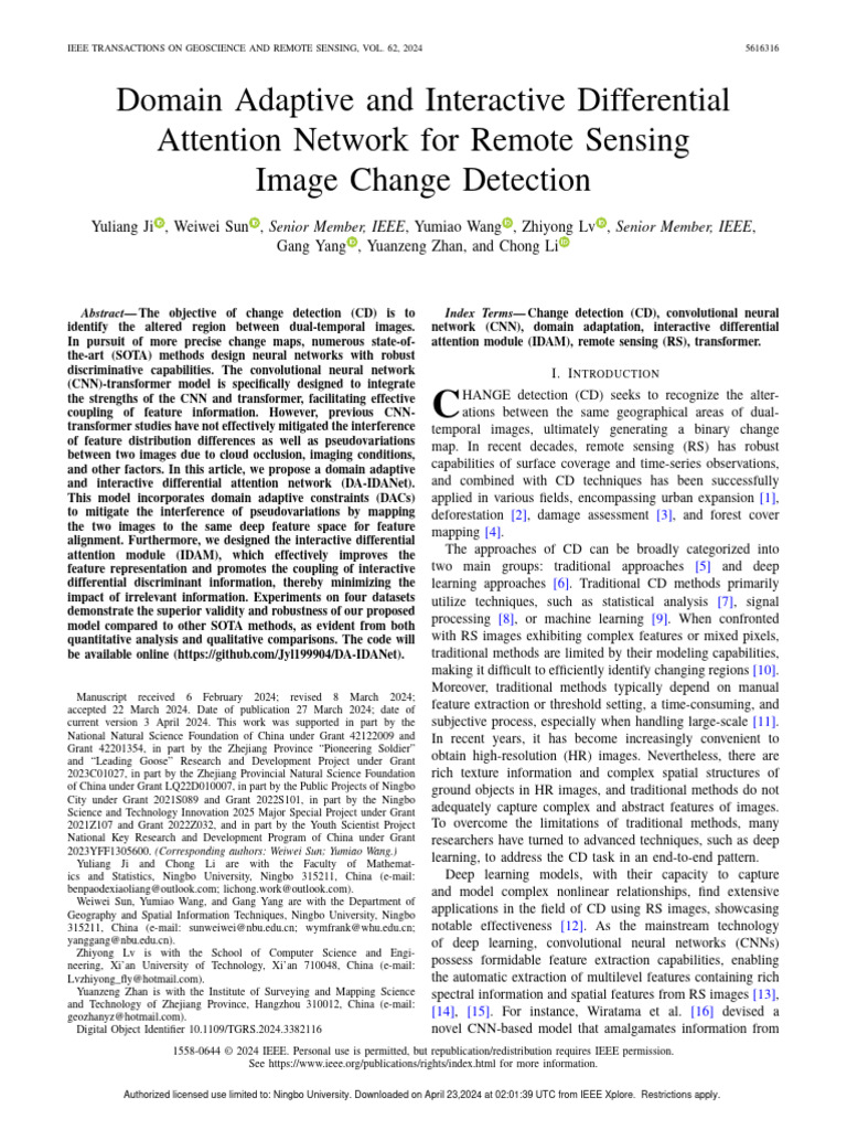 Domain Adaptive and Interactive Differential Attention Network for ... Domain Adaptive and Interactive Differential Attention Network for ...