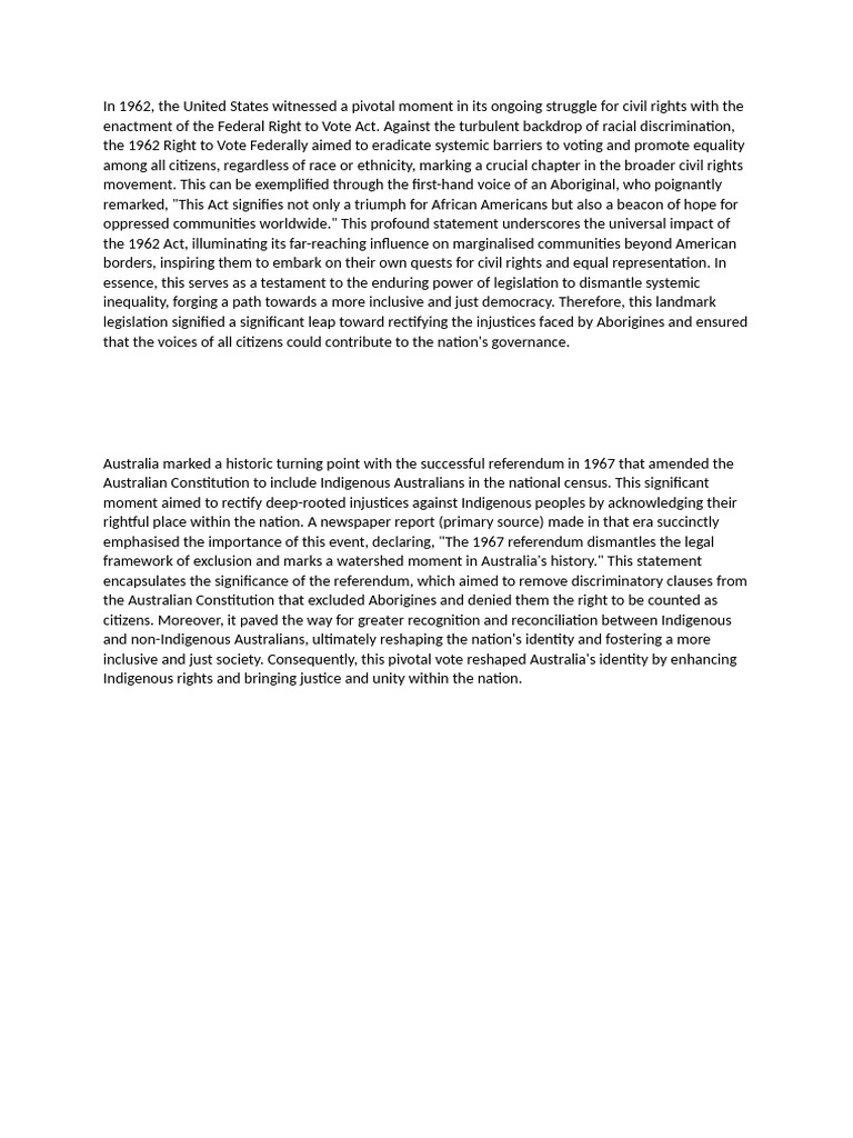 Civil Rights Milestones: US & Australia | PDF | Social Science