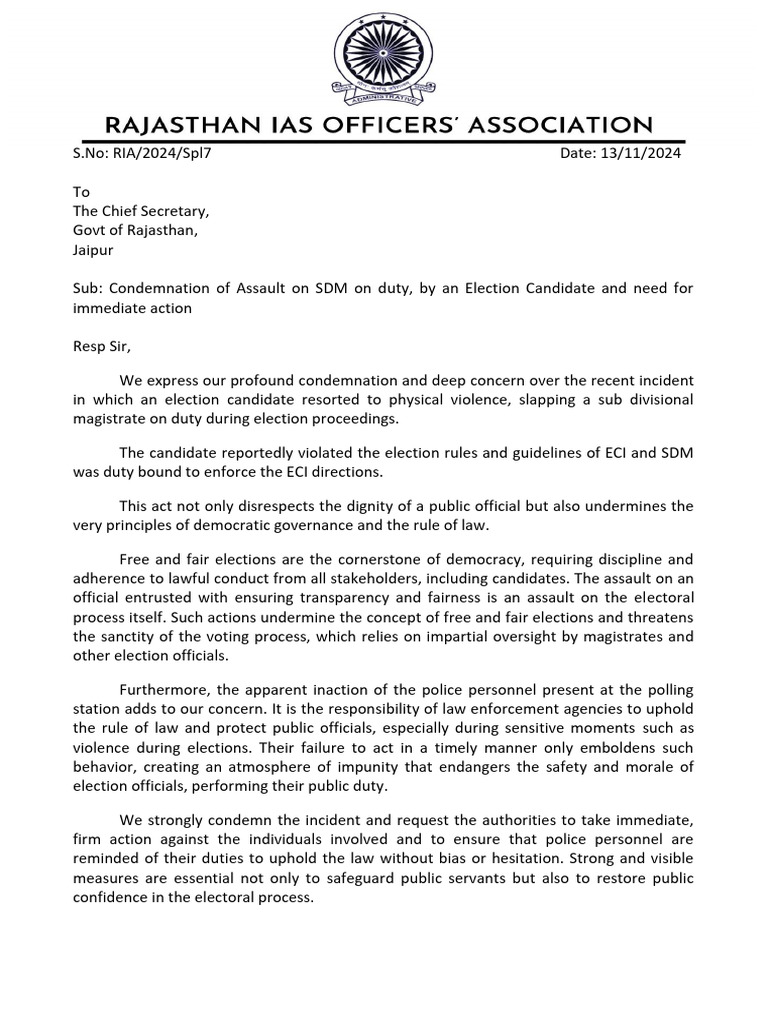Letter To CS - IAS Association | PDF | Elections | Rule Of Law