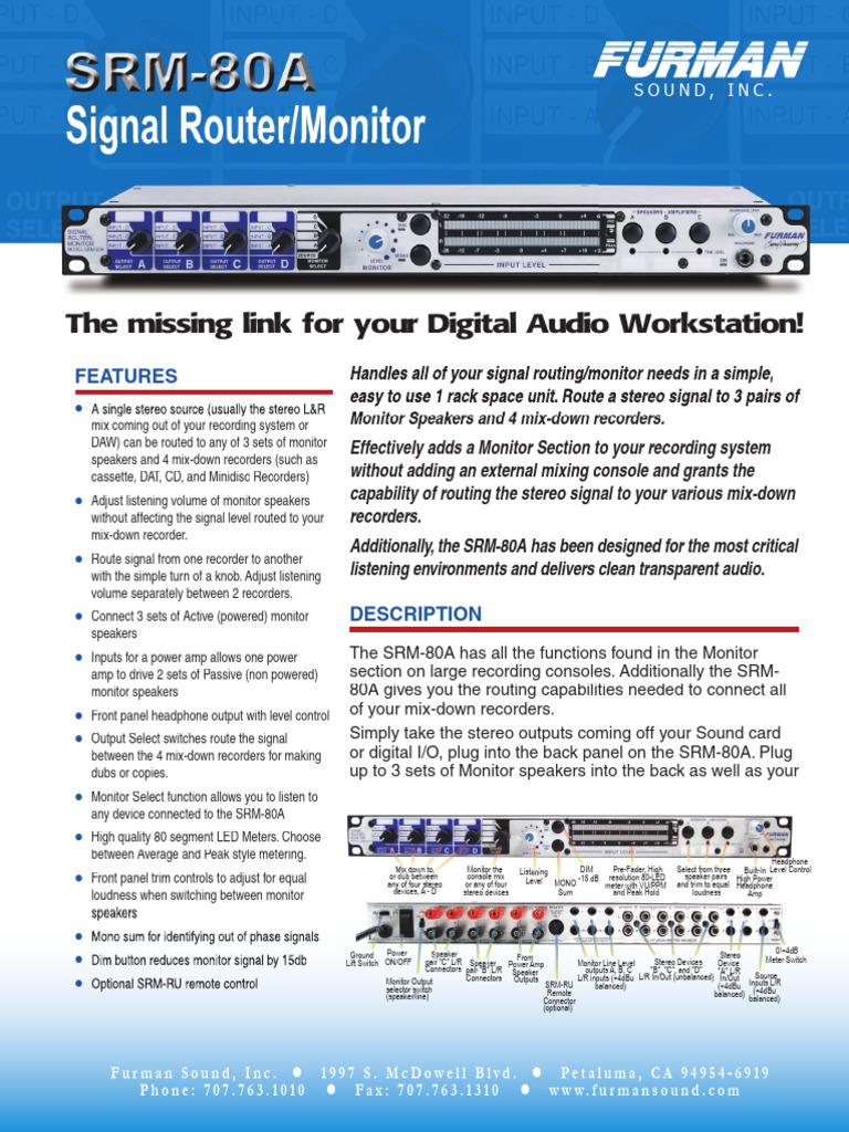 FURMAN | PDF | Loudspeaker | Electronic Engineering