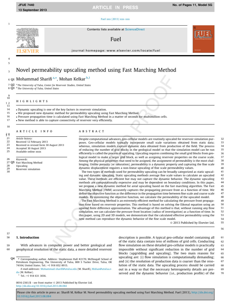 Novel Permeability Upscaling Method Using Fast Marching Method | PDF | Waves | Fluid Dynamics