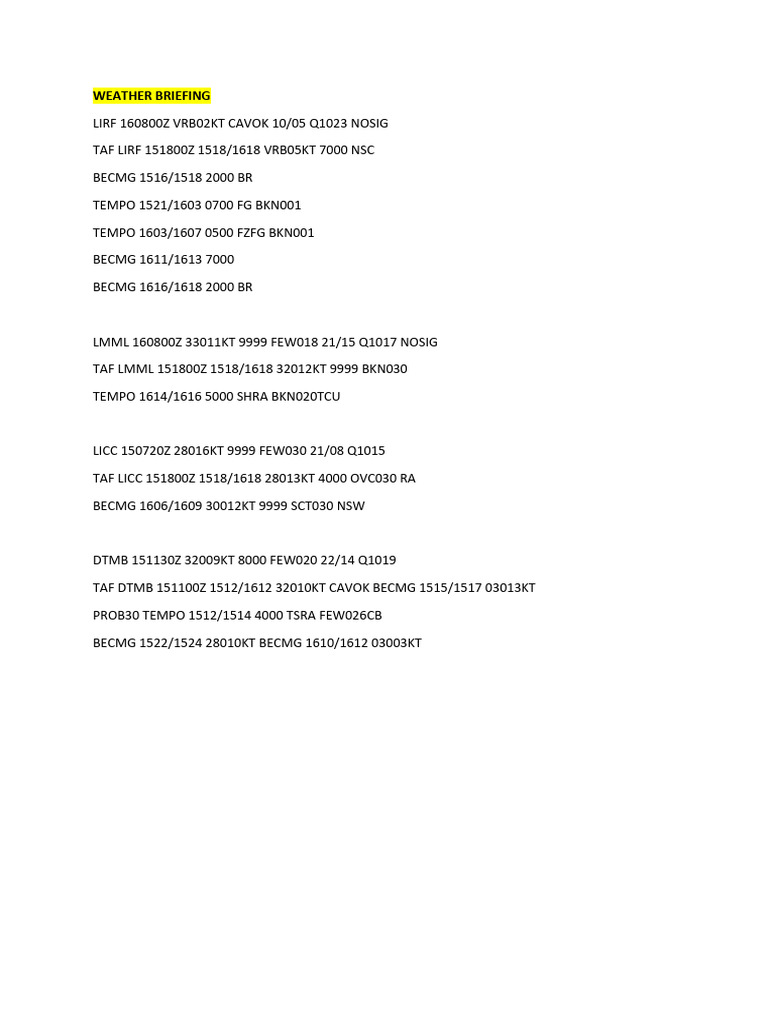 6 Weather Briefing | PDF | Volcano | Air Traffic Control