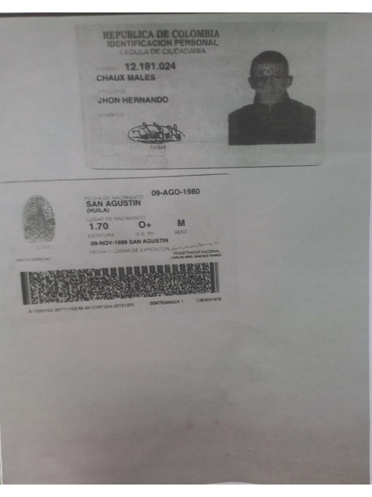 Cédula Jhon Chaux | PDF