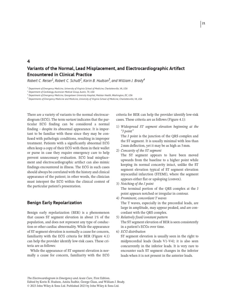 Variants of The Normal, Lead Misplacement, and ECG Arrtifact ...