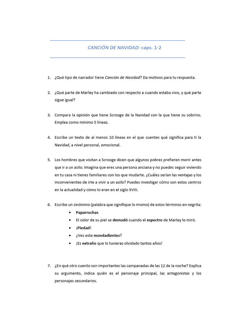 Canción de Navidad 1-2 Actividades | PDF