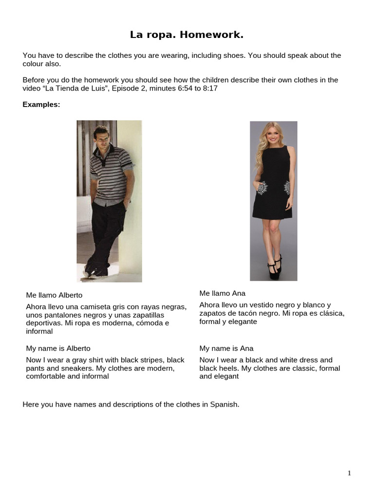 La Tienda de Luis, Episodio 2, LA ROPA, Homework | PDF | Foreign ...