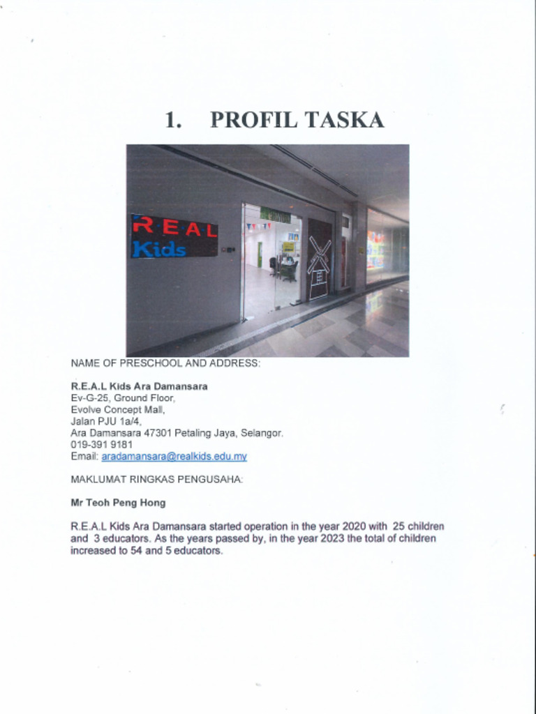 Background Profile of REAL Kids Preschool | PDF