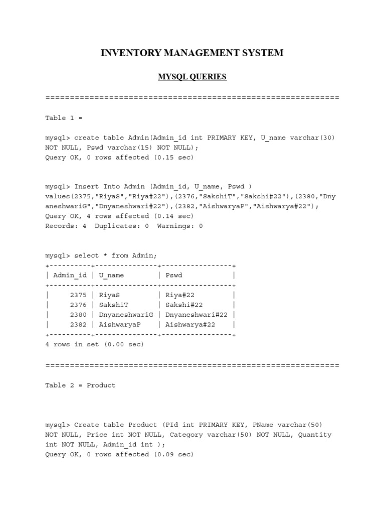 Mysql Queries | PDF | Personal Computing | Data Management Mysql Queries | PDF | Personal Computing | Data Management