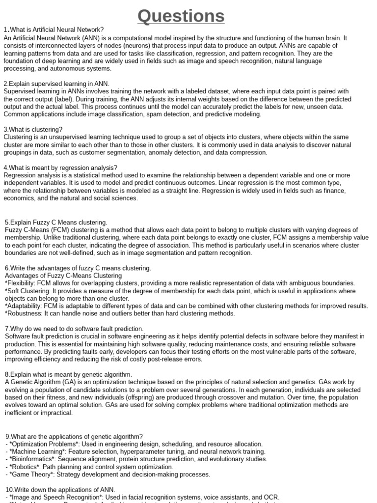 Questions | PDF | Artificial Neural Network | Cluster Analysis