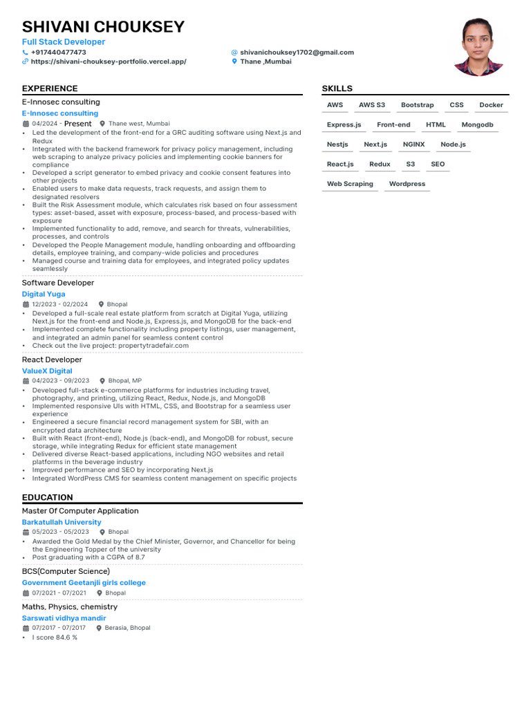 Full Stack Developer Portfolio | PDF | Software | Software Engineering