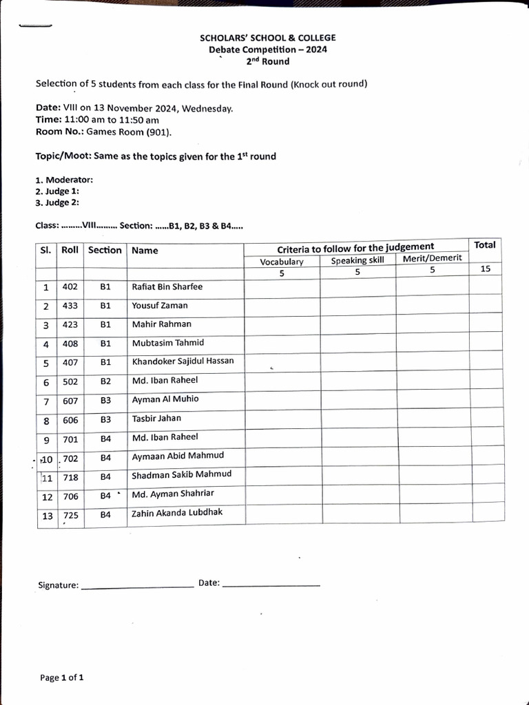 VIII 2nd Round Girls | PDF