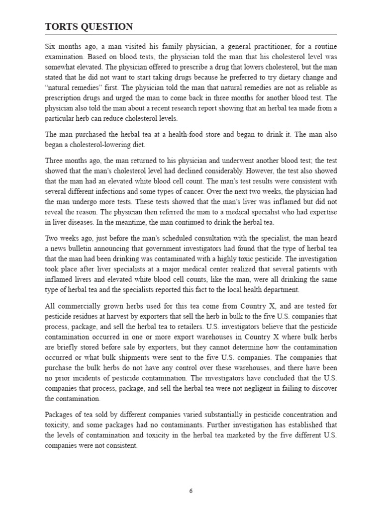 Torts Questions and Analyses | PDF | Negligence | Product Liability