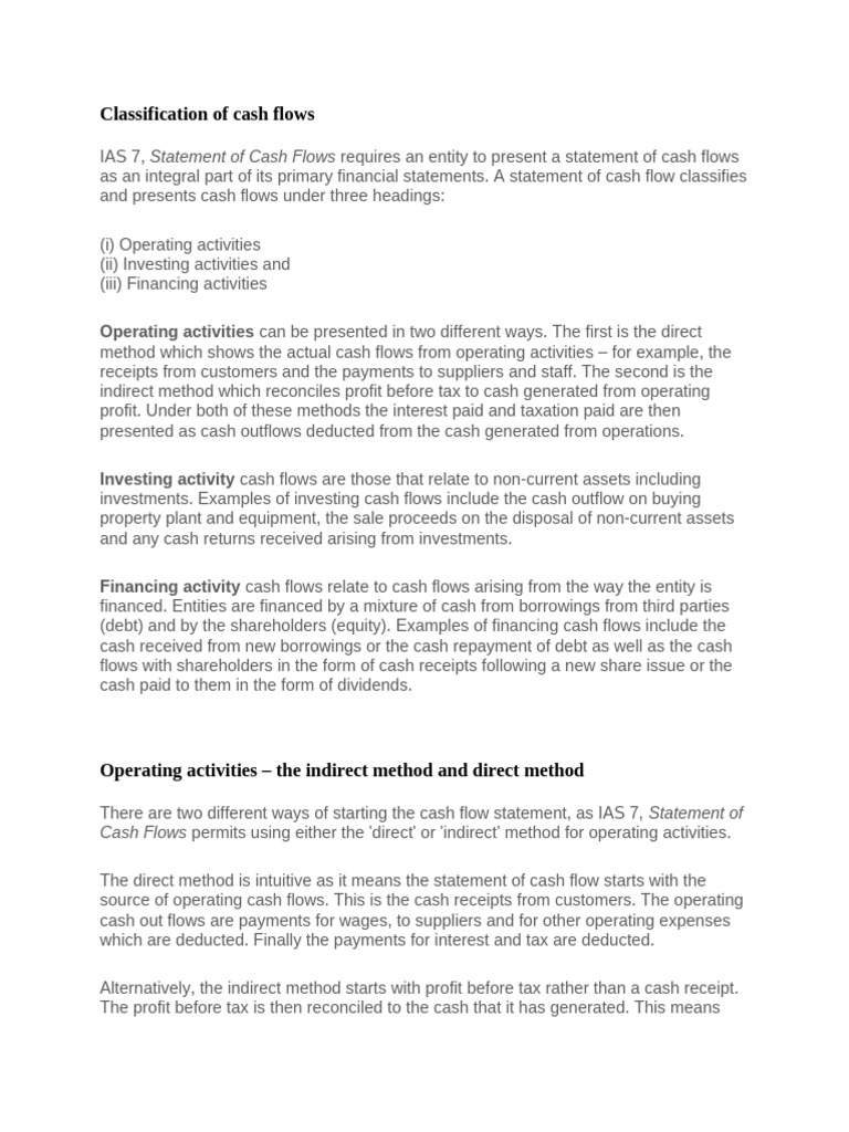 Classification & Format of Cash Flow | PDF | Investing | Cash Flow ...