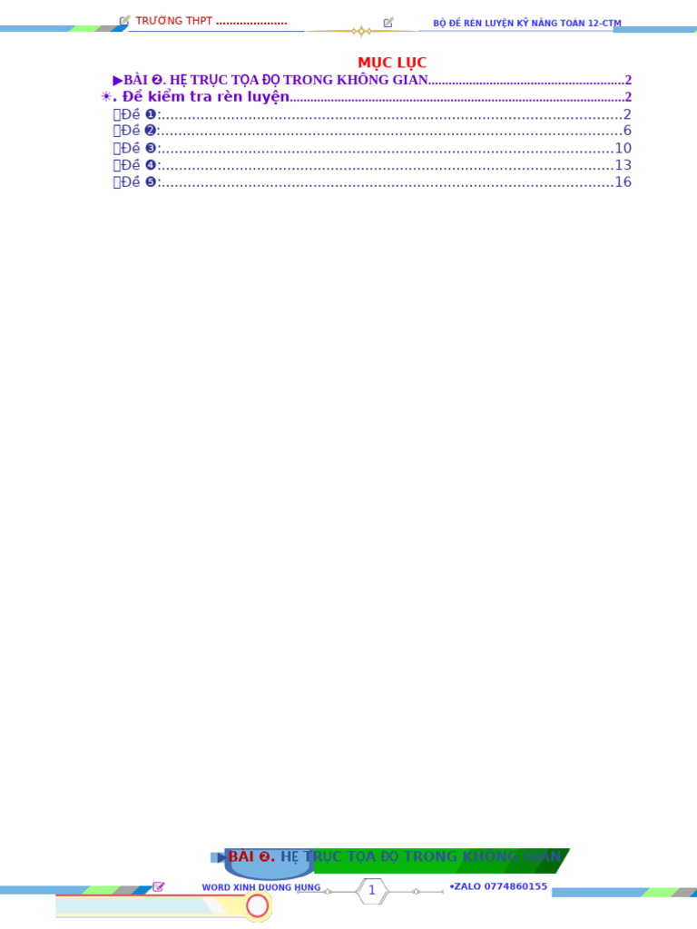 Hh12-C2-B2-He Toa Do Trong Khong Gian - HS | PDF