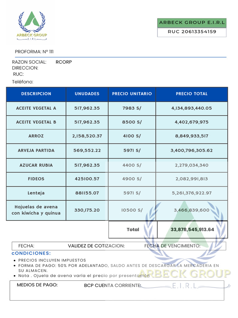Proforma Arbeck PDF | PDF