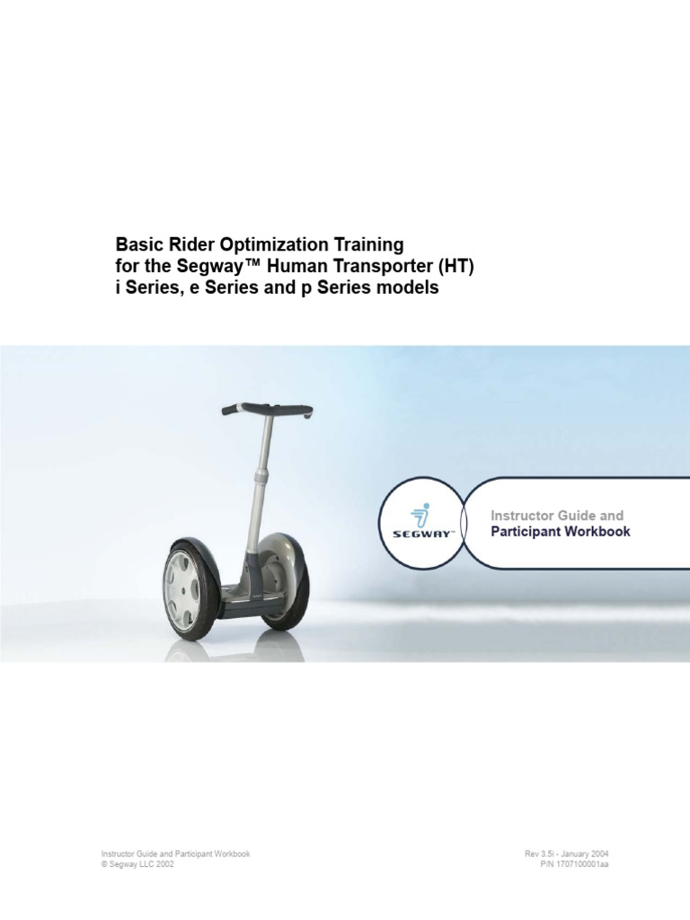 Segway Human Transporter I Series Instructor Manual and Participant ...