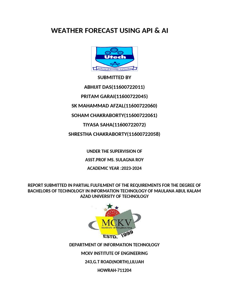Weather Forecast Using Api & Ai | PDF | Science & Mathematics