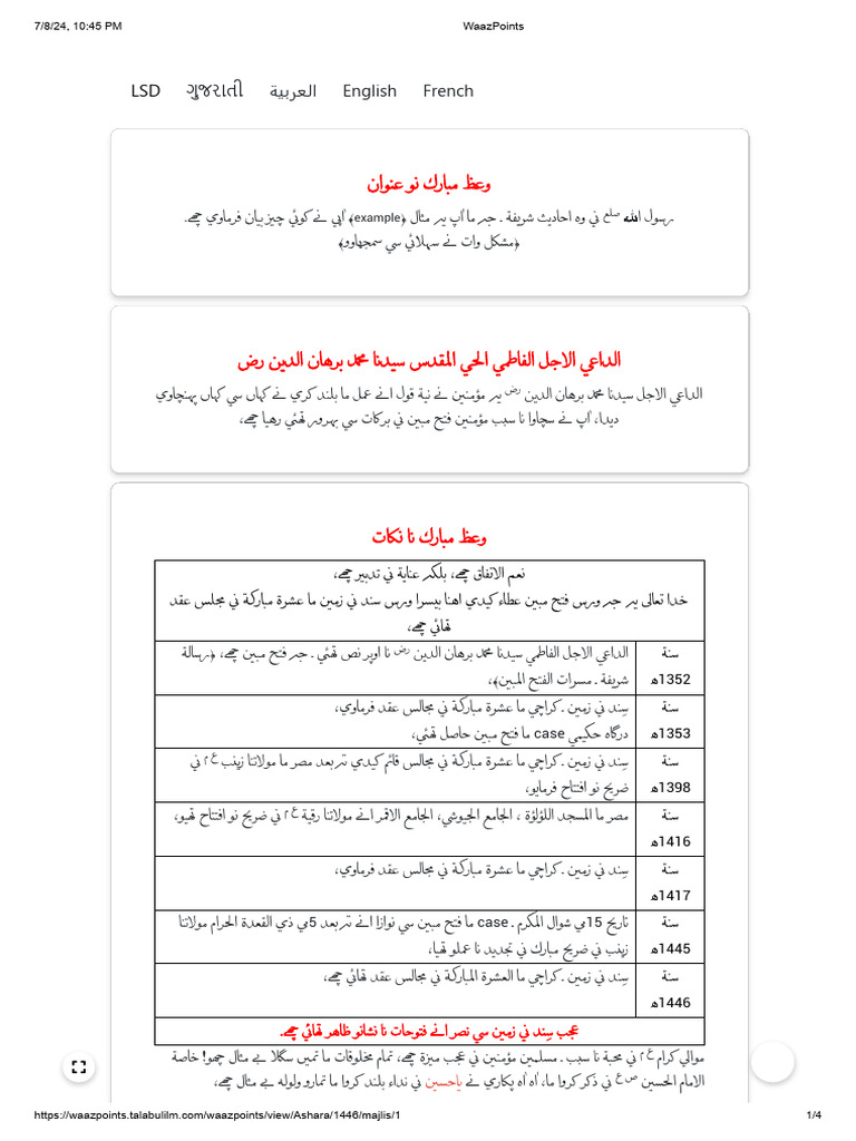Waaz Points Majlis One 1446 | PDF