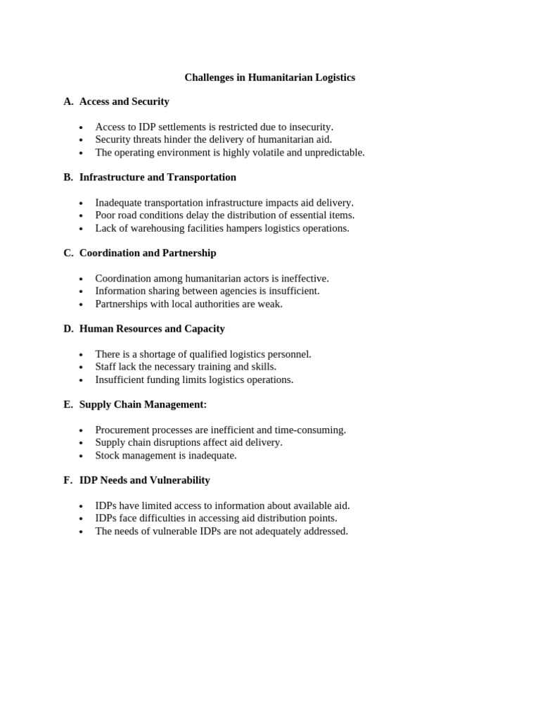 Humanitarian Logistics Challenges | PDF