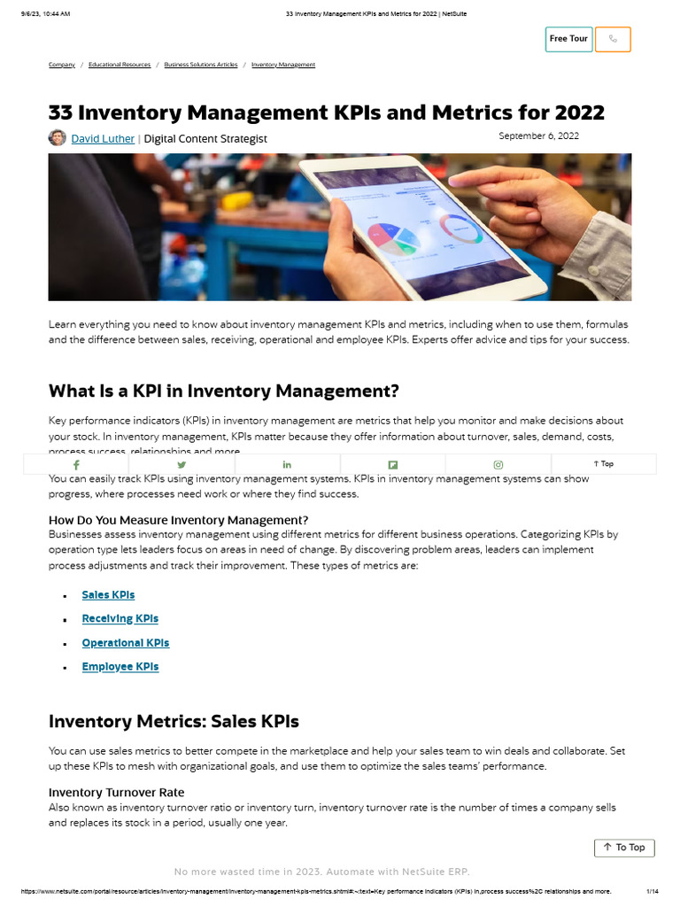 Inventory Management KPIs and Metrics For 2022 - NetSuite | PDF ...