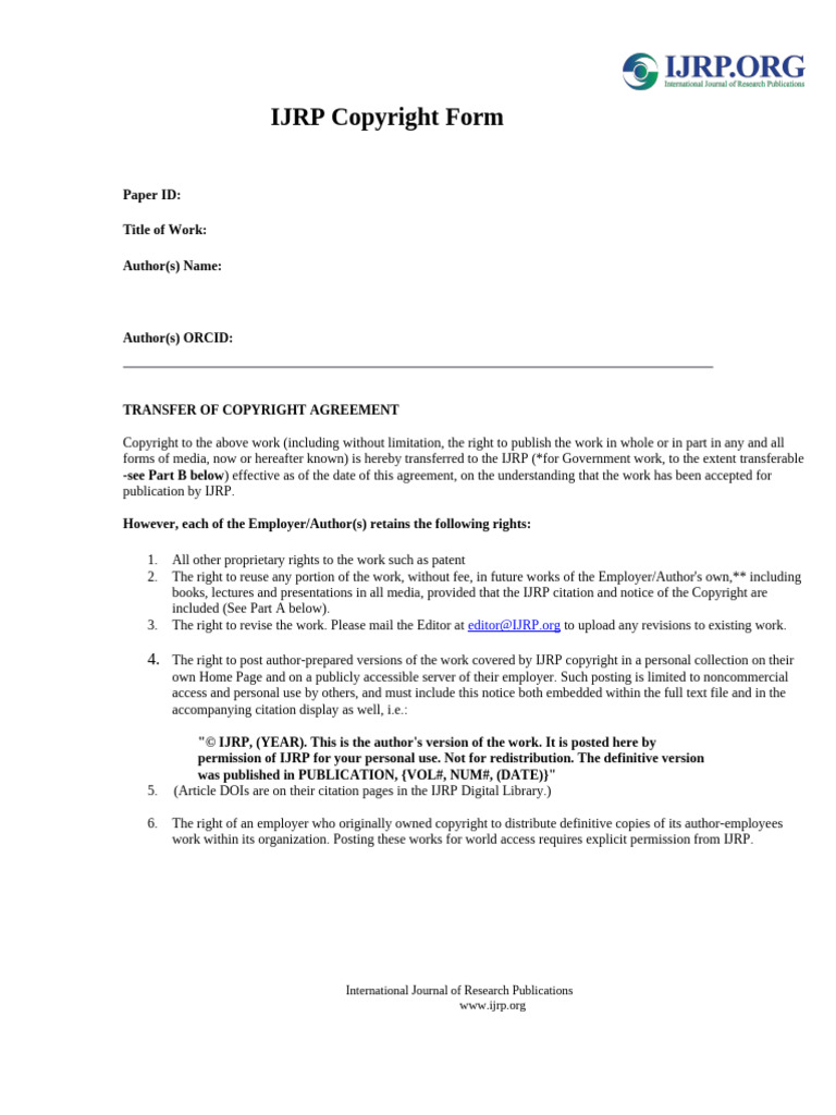 IJRP Copyright Form | PDF | Copyright | Intellectual Property