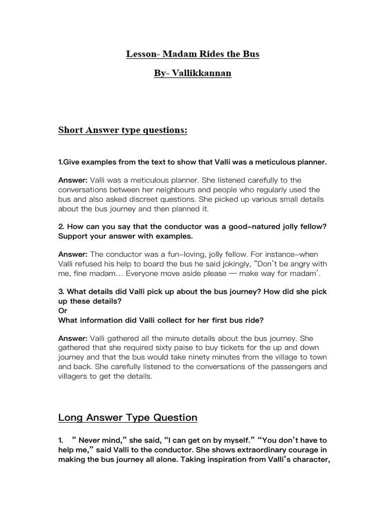 Lesson - Madam Rides The Bus | PDF