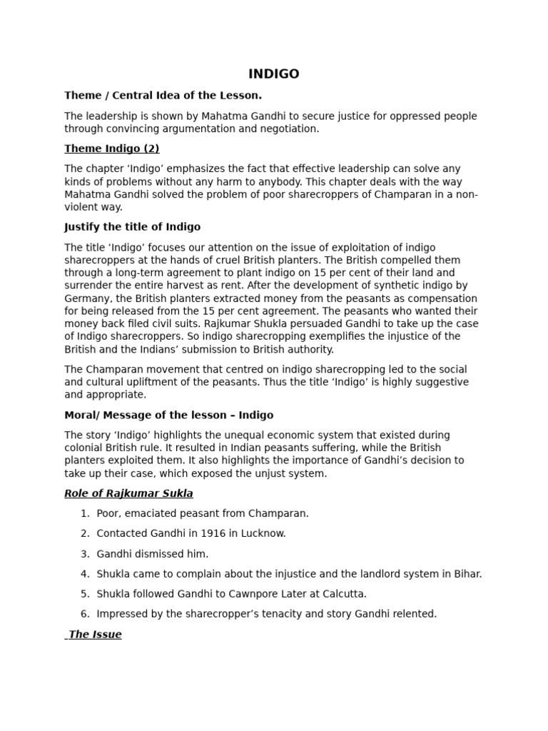 Indigo | PDF | Mahatma Gandhi | British Raj