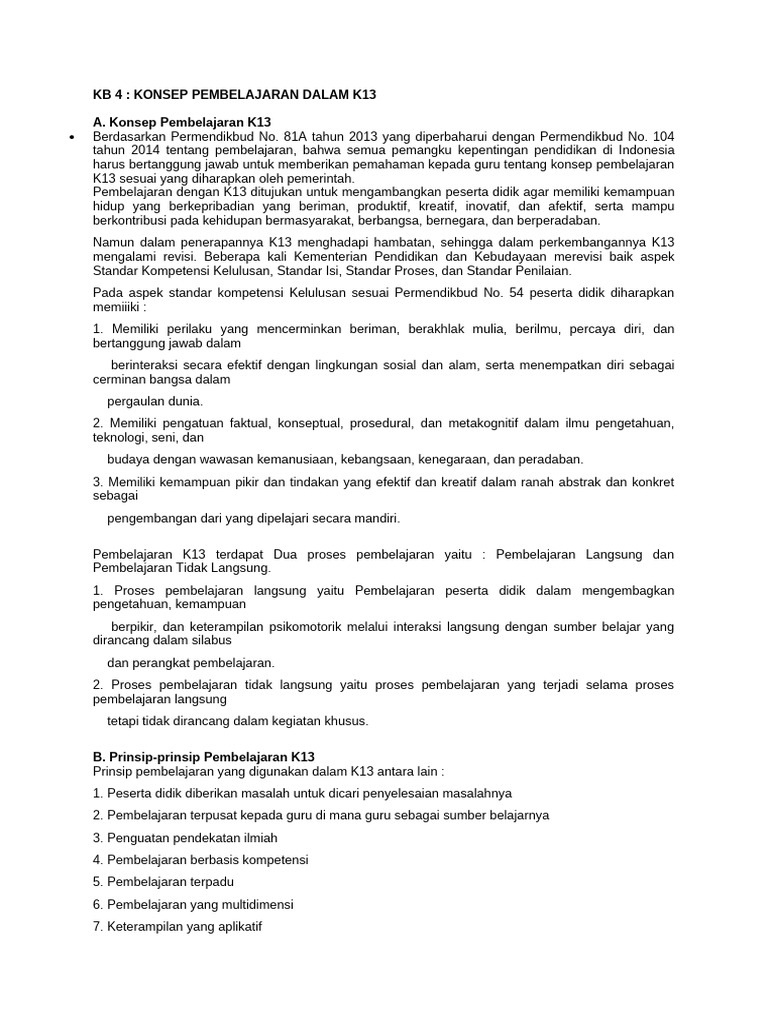 KB 4 RESUME KONSEP PEMBELAJARAN K13 | PDF