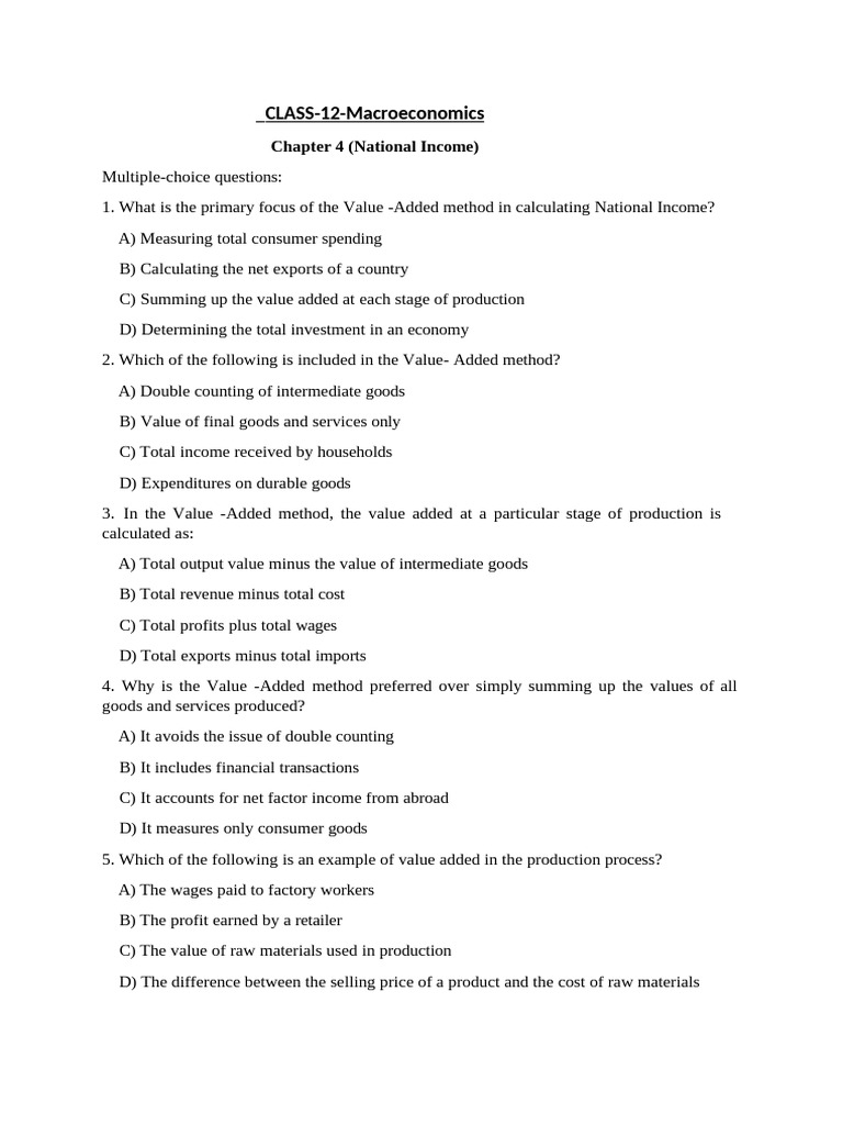 Chapterwise Chp-4 Macroeconomics | PDF | Measures Of National Income ...