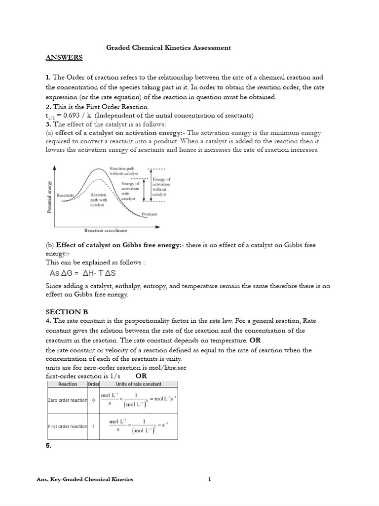 2b. Ans. Key-Graded Chemical Kinetics - Google Docs | PDF