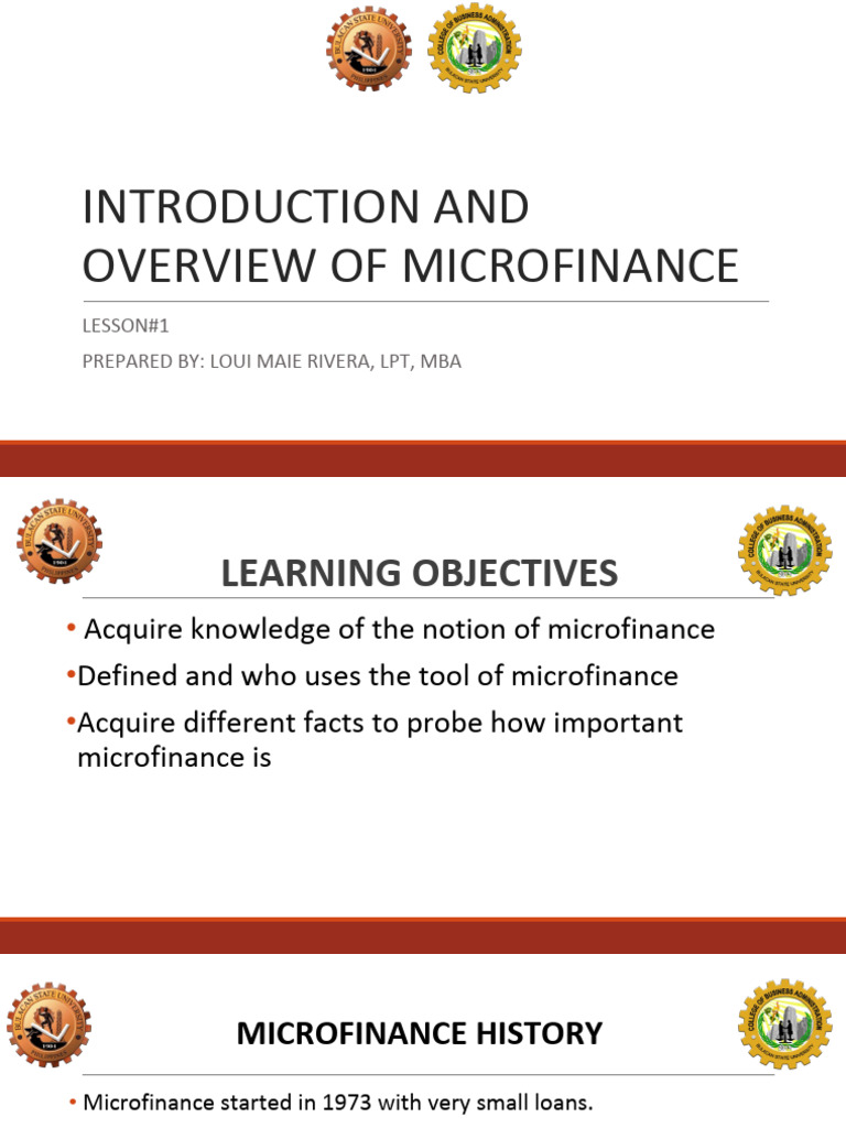 Lesson 1 Microfinancing | PDF | Microfinance | Economies