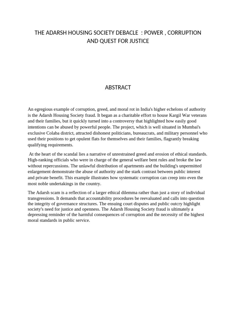 Adarsh Housing Society Scandal | PDF