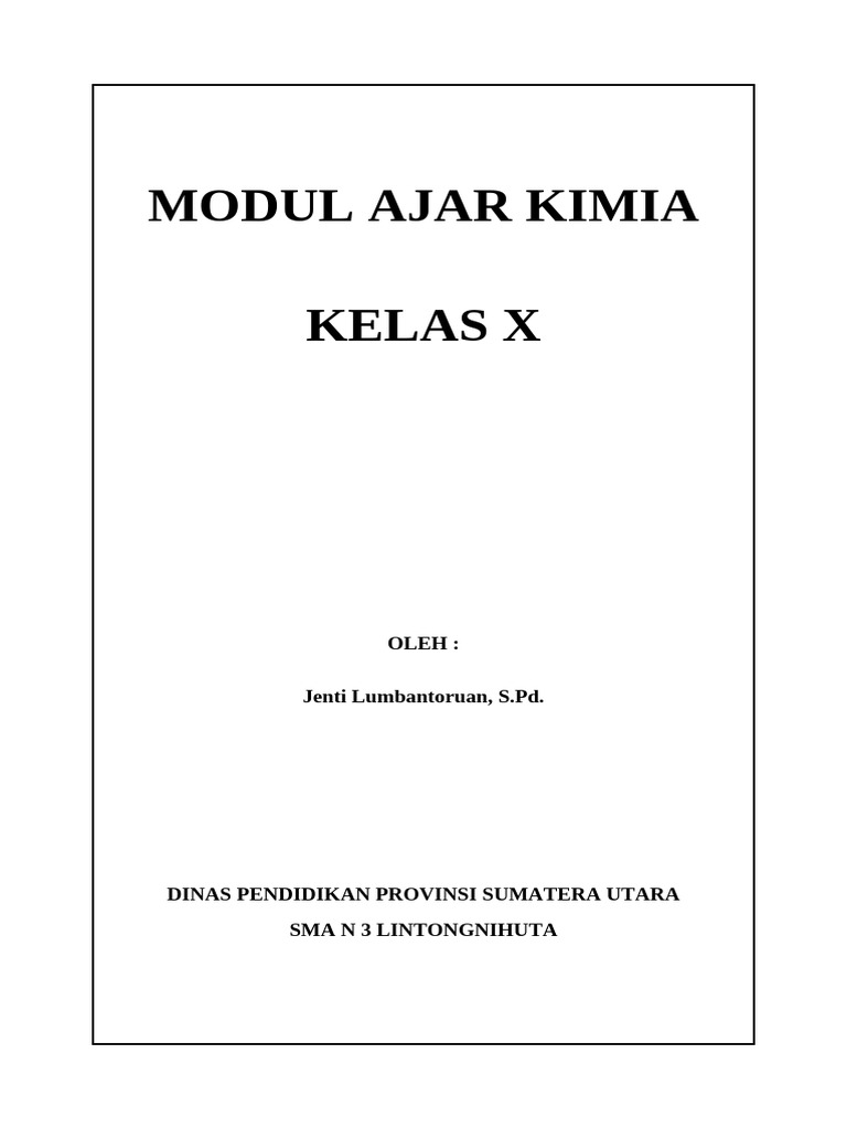 MODUL AJAR KIMIA Kelas 10 | PDF