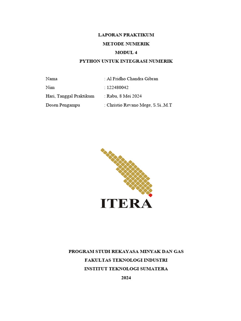 Al Fridho Chandra Gibran - 122480042 - Laporan Praktikum Metnum Modul 4 | PDF