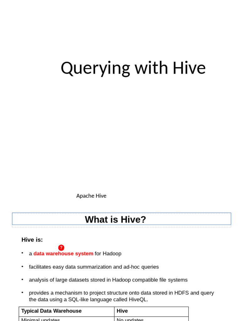 Hive PPTs | PDF | Computer Programming | Information Technology
