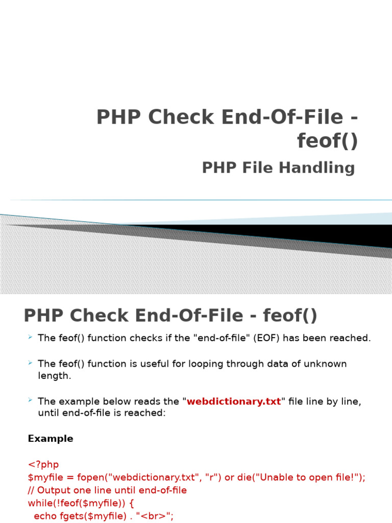 PHP Check End-Of-File - Feof | PDF | Computers