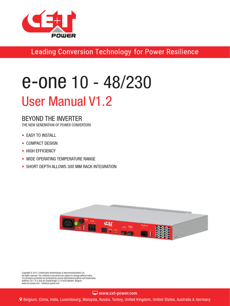 CET - Standalone Inverter - User Manual - E-One 10 - 48-230 - EN | PDF | Power Inverter ...