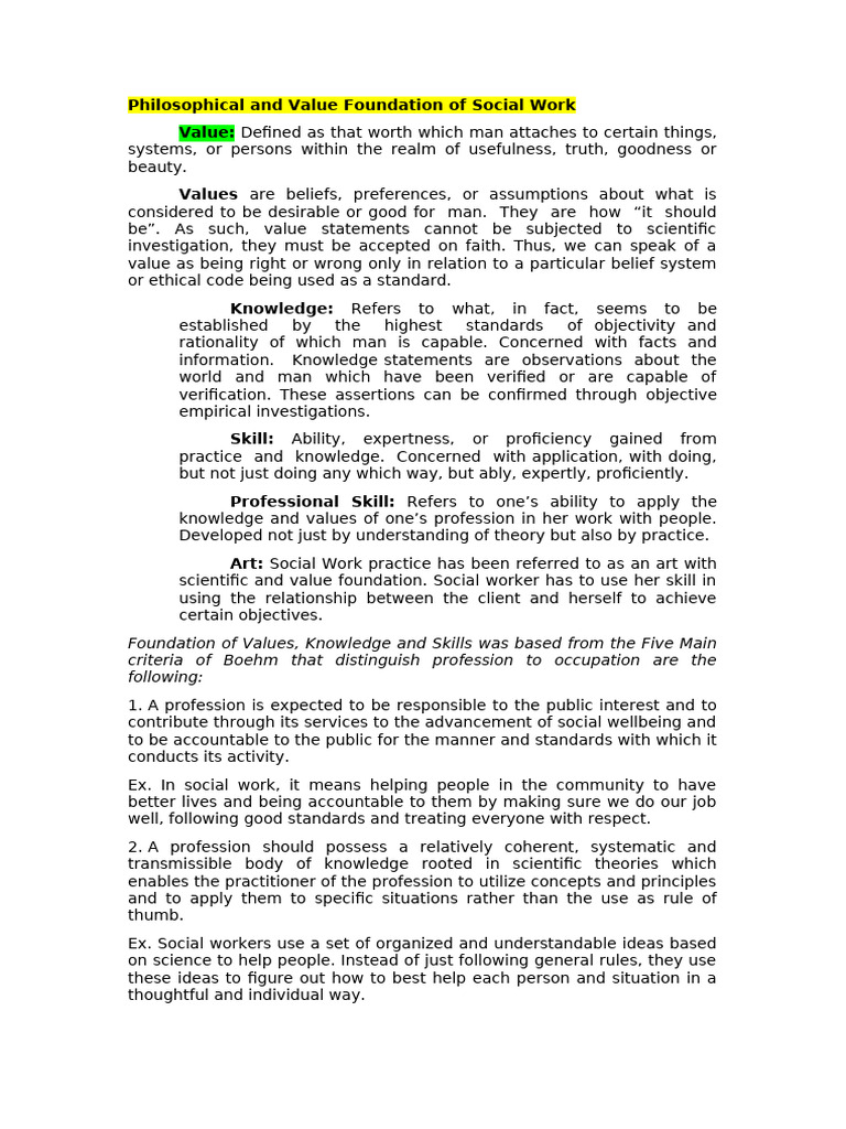 Core Values in Filipino Social Work | PDF | Social Work | Knowledge