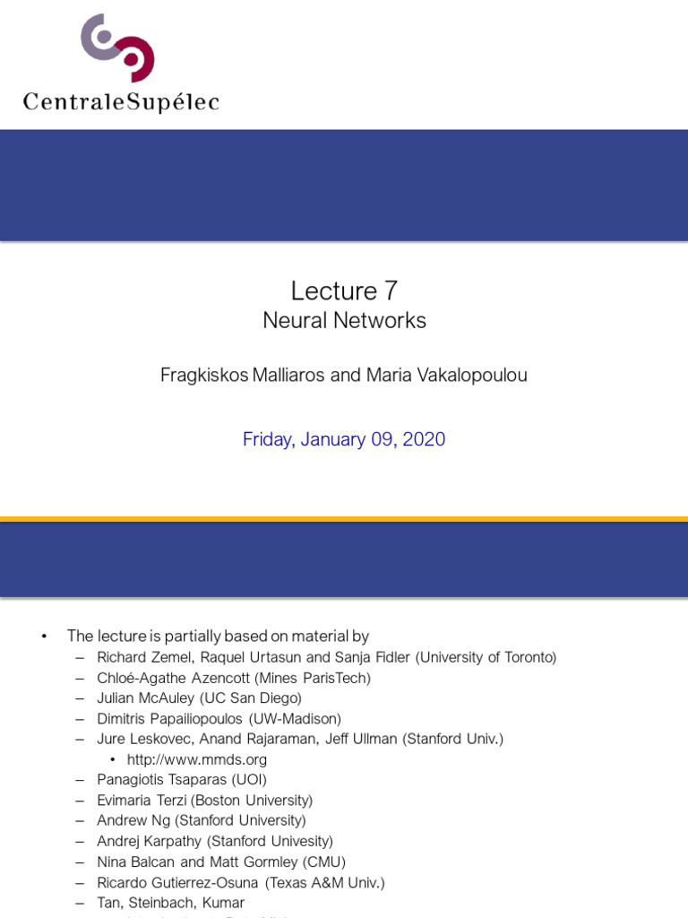 2EL1730 ML Lecture07 Neural Networks | PDF | Support Vector Machine | Artificial Neural Network