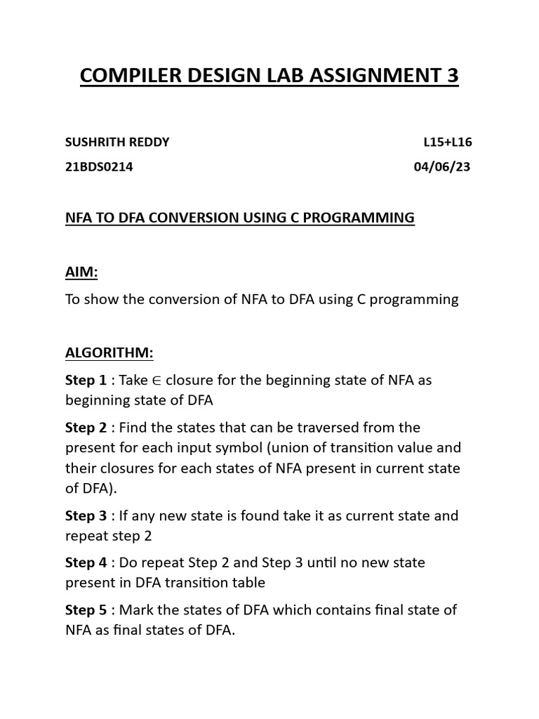 COMPILER DESIGN LAB ASSIGNMENT 3 - 21bds0214 | PDF | Computing | Software Engineering