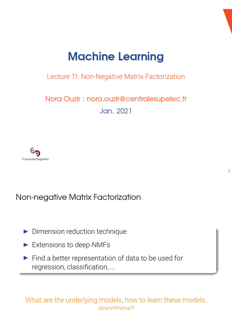 2EL1730 ML Lecture11 NMF - Annotated | PDF | Learning | Mathematics