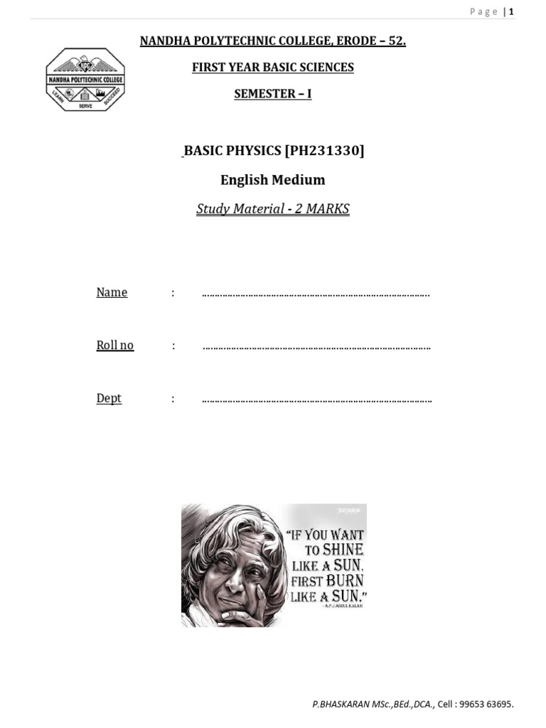 Basic Physics Study Material for Class 11 | PDF | Heat | Young's Modulus