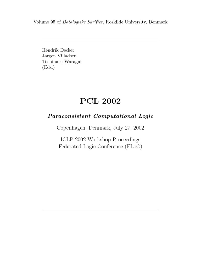 Paraconsistent Computational Logic Workshop Proceedings Pdf Interpretation Logic Syntax