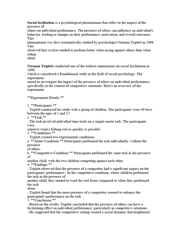 Social Facilitation vs. Social Loafing | PDF | Neuroscience | Cognitive ...