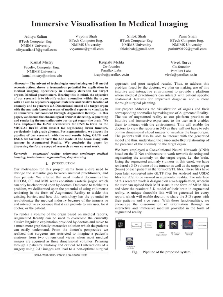 Immersive Visualisation in Medical Imaging | PDF | 3 D Computer ...