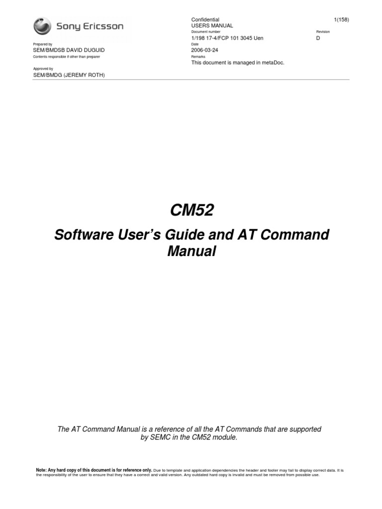 CM52 at Command Manual Rev R1D | Download Free PDF | Short Message Service | Internet Protocols