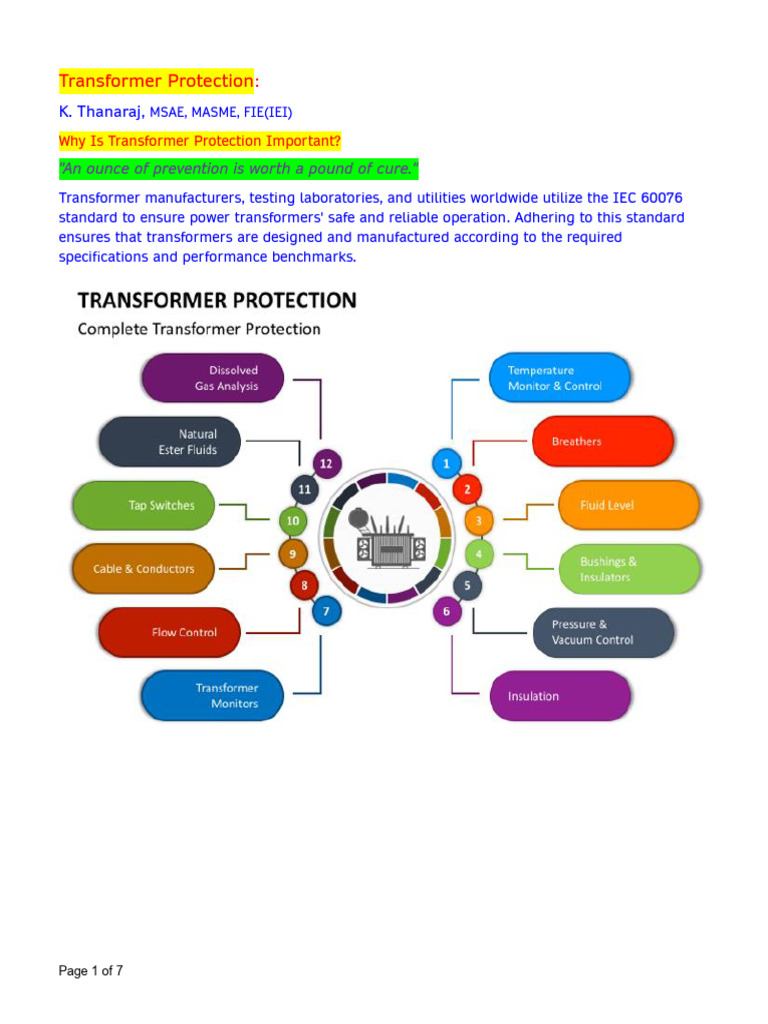 Transformer Protection and Transformer Oil Analysis | PDF | Transformer ...