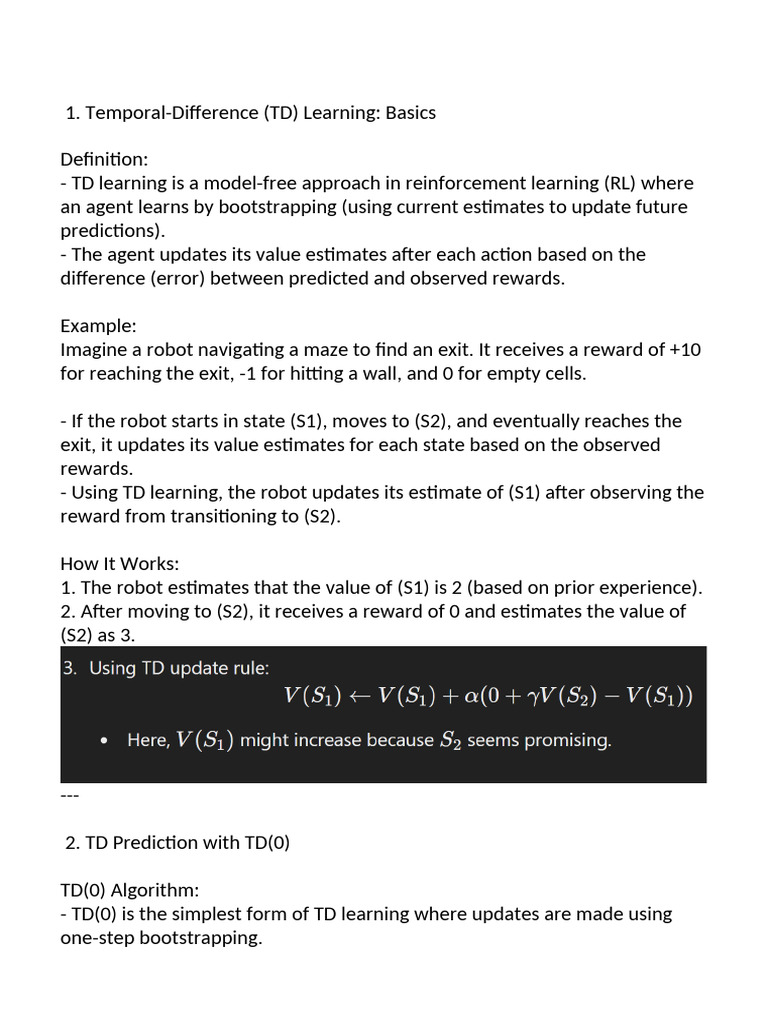 Temporal-Difference (TD) Learning: Basics | PDF | Artificial ...
